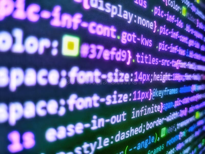 Cyber Space Concept. it Business. Programming Code on Computer Monitor ...