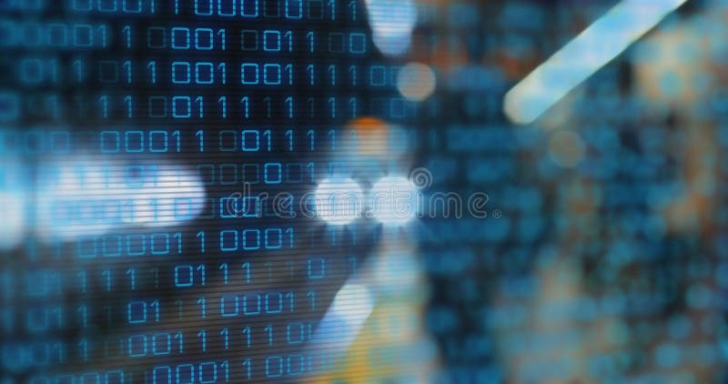 Binary Digits Scrolling, Headlights Appearing, Vehicle Moving in ...