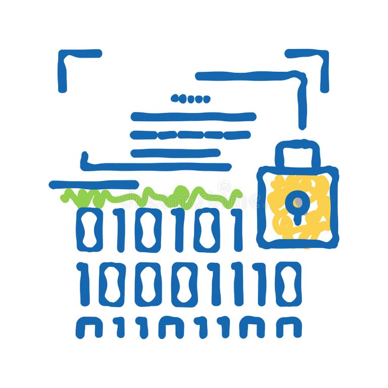 Binary Encryption Icon Doodle Illustration Sign Stock Illustration ...
