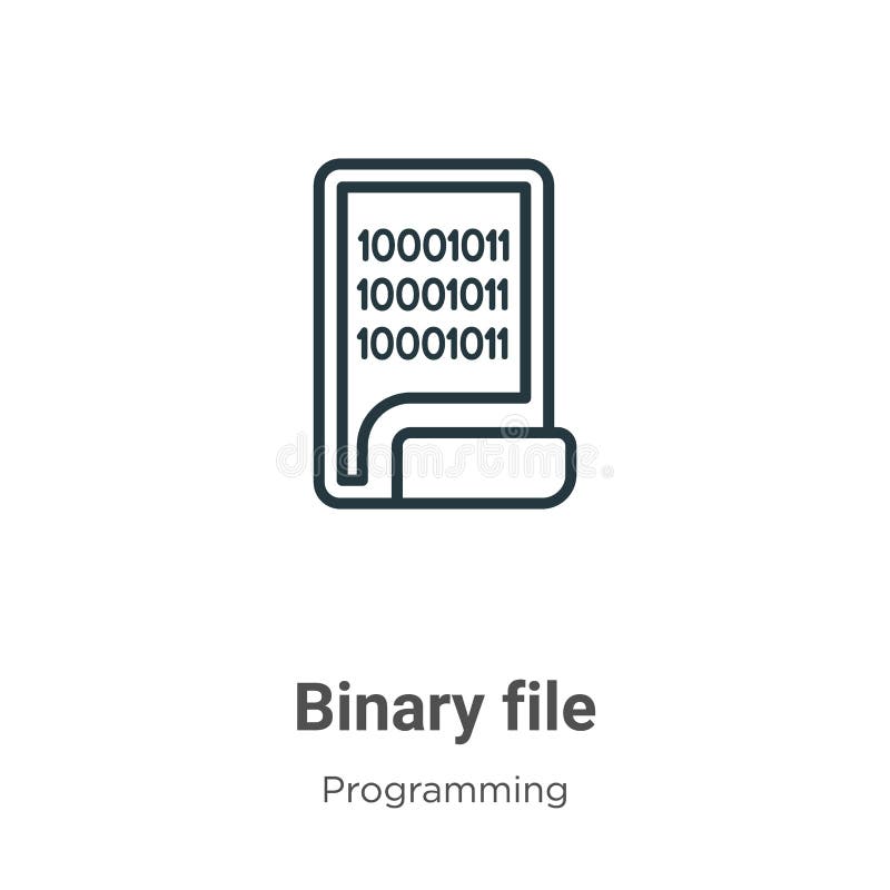 Binary File Coding System Vector Thin Line Icon Stock Vector