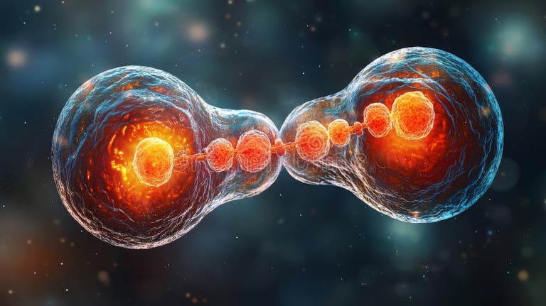 Binary Fission 3D Render of Cell Division, Chromosomes, Microbiology ...