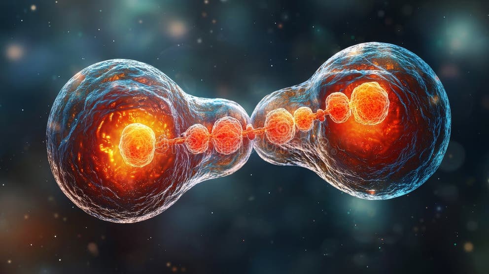Binary Fission 3D Render of Cell Division, Chromosomes, Microbiology ...