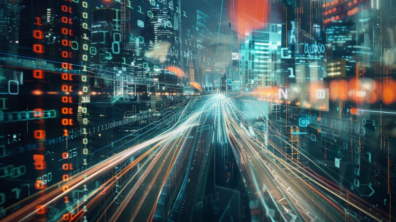 Binary Fusion: Urban Data Dreams Stock Photo - Image of digital, fusion ...