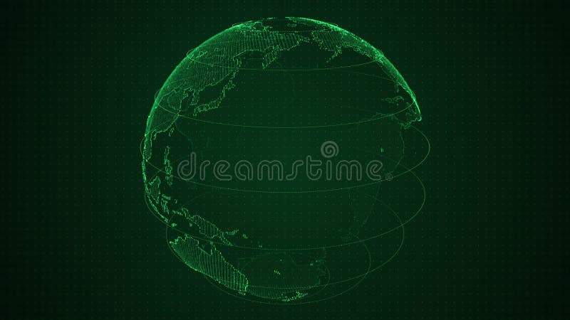 Binary Green 3D Planet Earth Constructed with Numbers Rotation ...