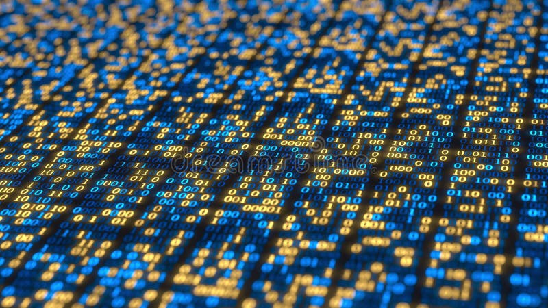 Binary Code Grid Made of Zeros and Ones. Computer Related 3D Rendering ...