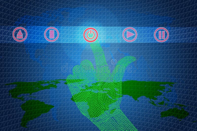 Binary hand click Play. stock illustration. Illustration of human ...