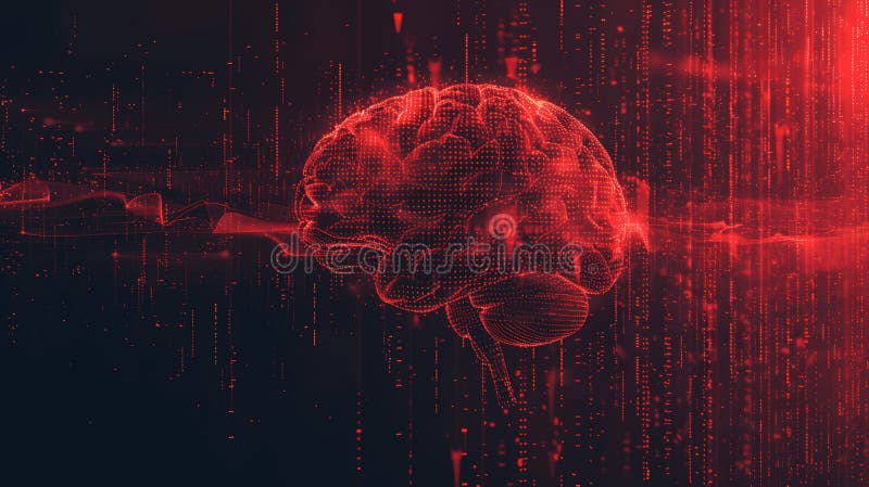 Binary Human Brain, AI and Intellect Merge. Stock Illustration ...