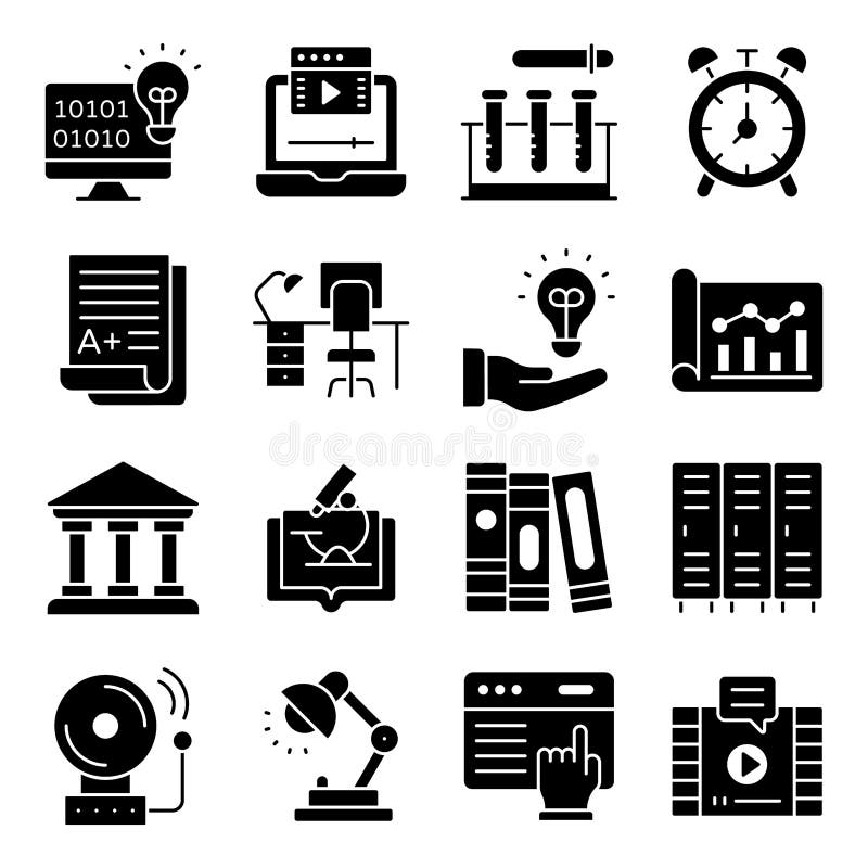 Pack of Binary Idea Glyph Icons Stock Vector - Illustration of message ...