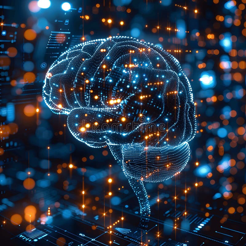 Binary Intellect Architecture, AI Brain Theme. Stock Illustration ...