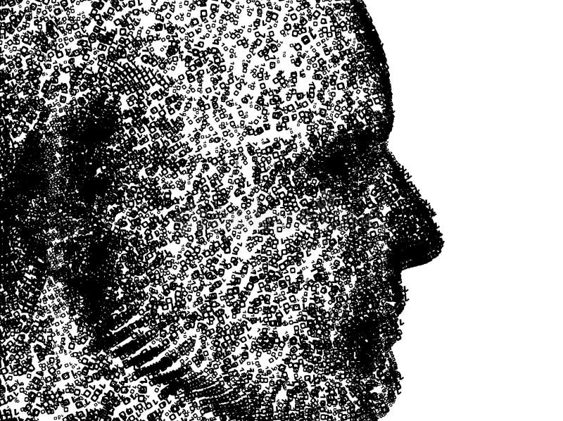 Binary Man. Human Face Composed of Zeros and Ones Stock Vector ...