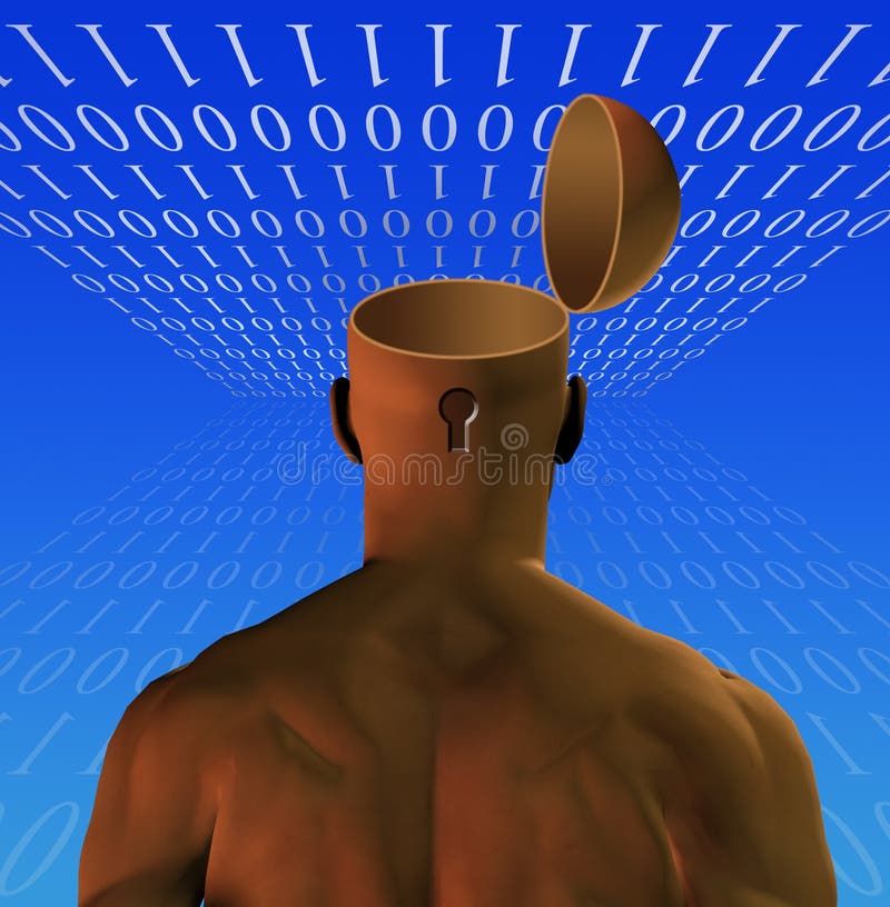 Binary Man Opened Mind stock illustration. Illustration of imagination ...