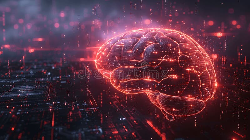 AI Neural Intellect, Digital Brain Code. Stock Illustration ...