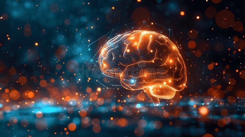 Binary and Neurons, Digital Intellect Theme. Stock Illustration ...