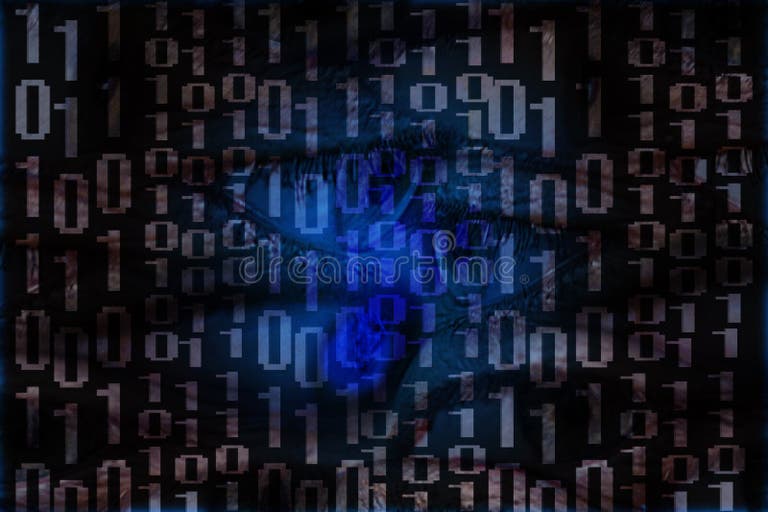 Binary Number Overlaying Eyes Stock Illustration - Illustration of ...