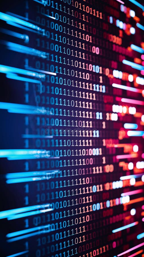 Binary Numbers Arranged As Digital Code, Colorful Shades Evoke Data ...