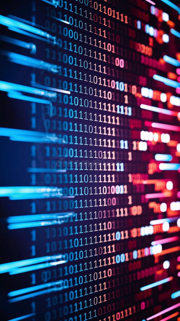 Binary Numbers Arranged As Digital Code, Colorful Shades Evoke Data ...