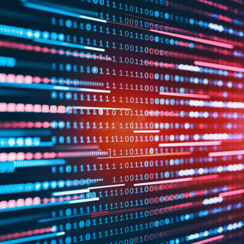 Binary Numbers Arranged As Digital Code, Colorful Shades Evoke Data ...