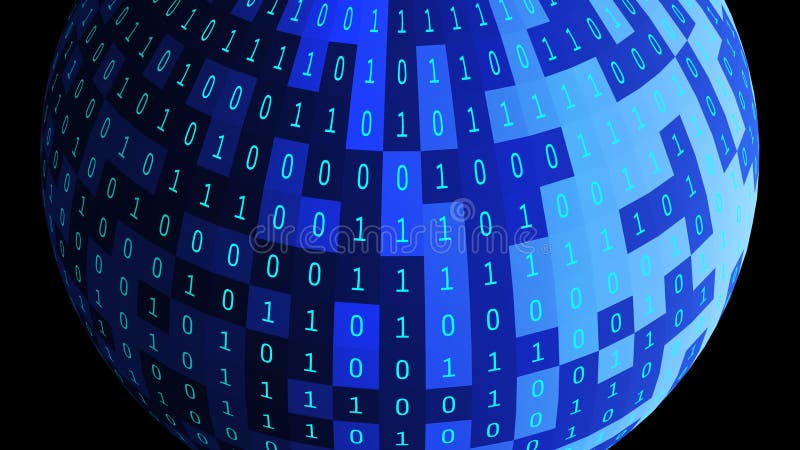 World Map with 01 or Binary Numbers on the Computer Screen on Monitor ...