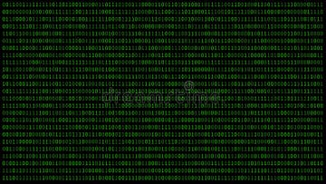 01 or Binary Numbers on the Computer Screen on Black Monitor Background Metrix, Digital Data ...