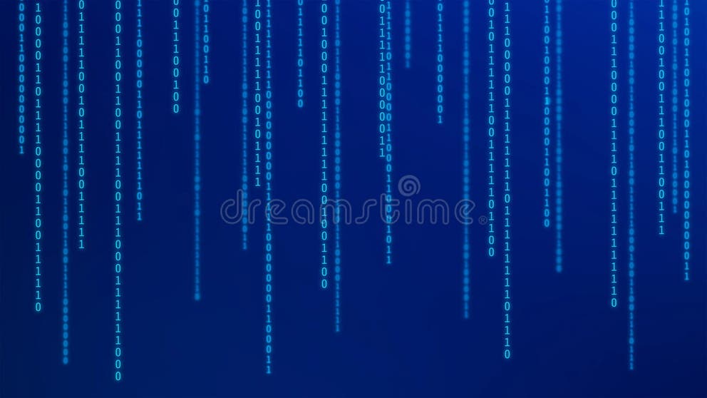 01 or Binary Numbers on the Computer Screen on Monitor Matrix Background, Digital Data Code in ...