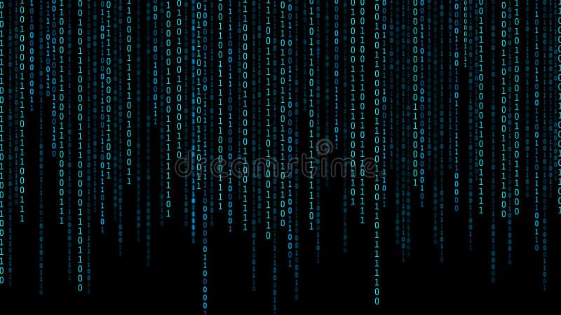 01 or Binary Numbers on the Computer Screen on Monitor Matrix Background, Digital Data Code in ...