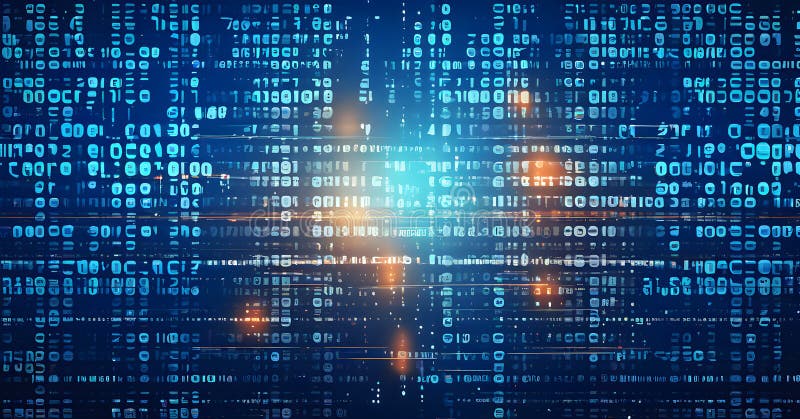 Binary Numbers Forming Digital Background with Area Dented Stock Illustration - Illustration of ...