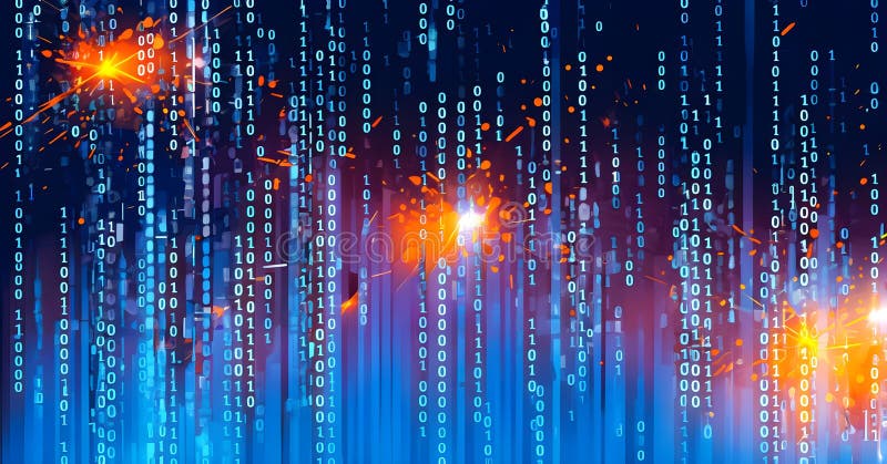 Binary Numbers Forming Digital Background with Area Dented Stock ...