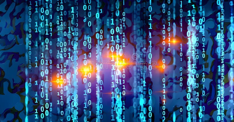 Binary Numbers Forming Digital Background with Area Dented Stock ...