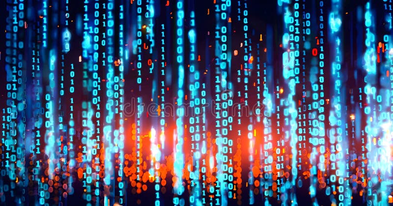 Binary Numbers Forming Digital Background with Area Dented Stock ...