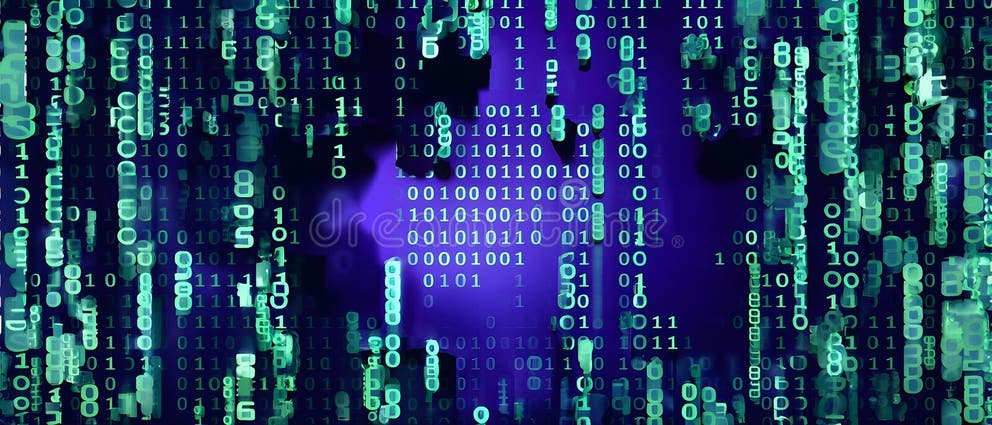 Binary Numbers Forming Digital Background with Area Dented Stock ...