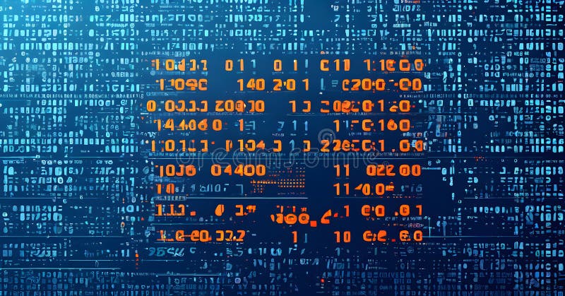 Binary Numbers Forming Digital Background with Area Dented Stock ...