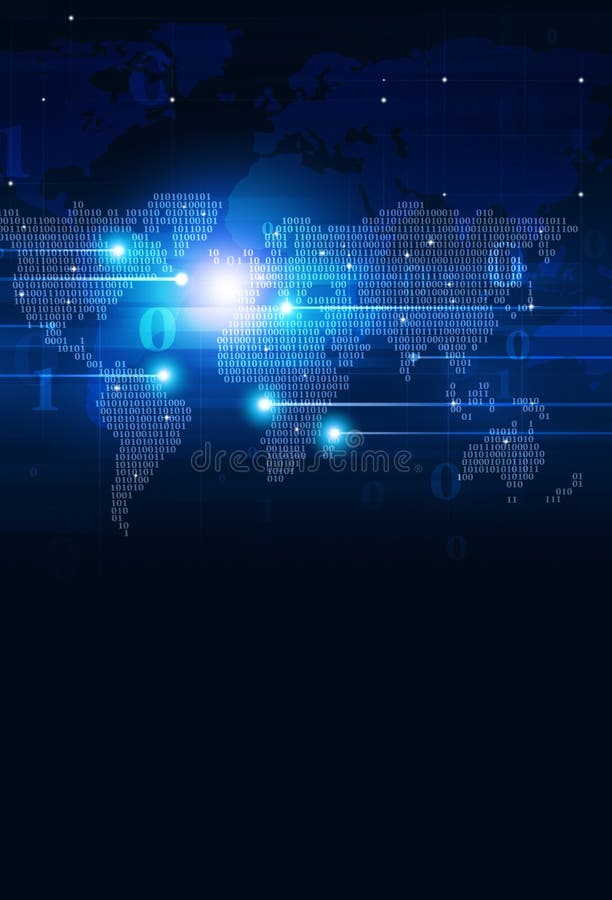 Binary Numbers Map Blue Background Stock Illustration - Illustration of ...