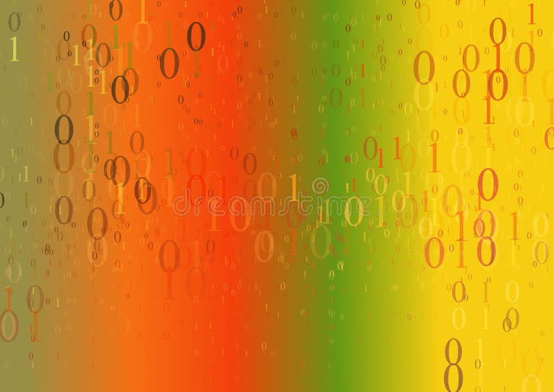 Binary Numbers One and Zero on Red Yellow and Green Gradient Background ...