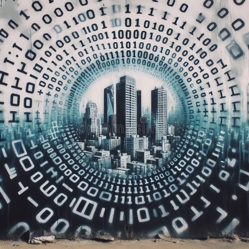 Binary Numbers Spray Painted Onto a Concrete Surface Blending U Stock ...