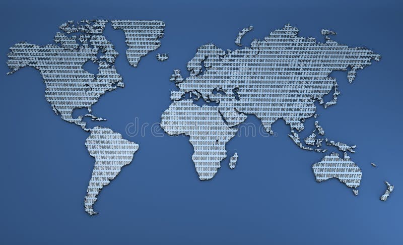 Binary numbers world map stock illustration. Illustration of digit ...