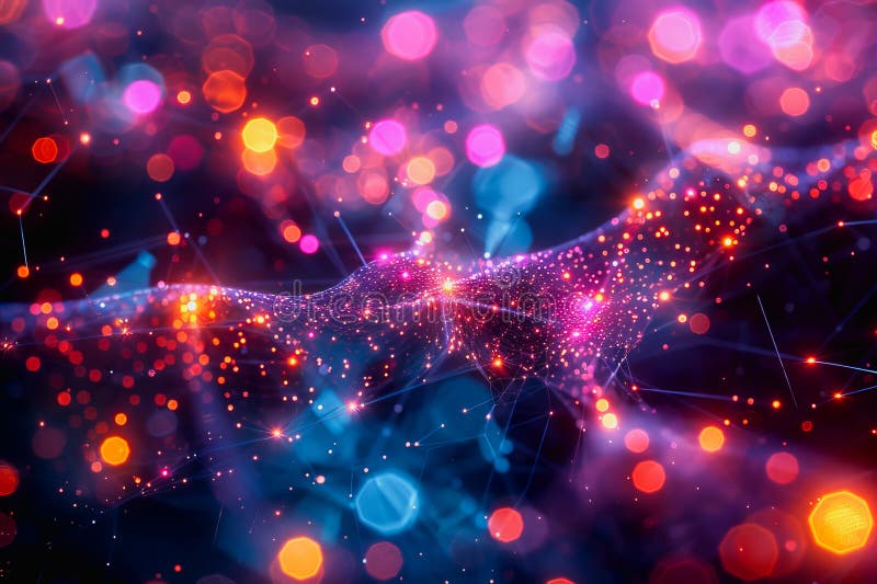 Binary Numeric Data Transmission Chain Of Nodes Connected In A Network