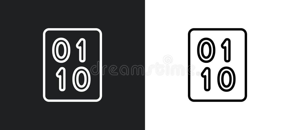 Binary Outline Icon in White and Black Colors. Binary Flat Vector Icon from Artificial ...