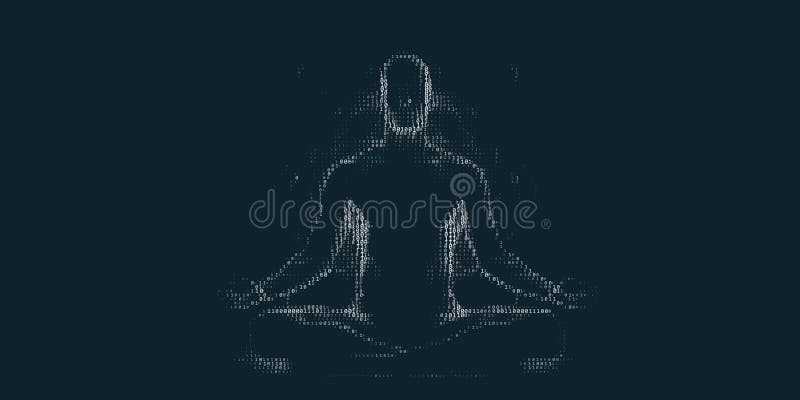 Binary Praying Figure. Digital Belief. Cyber Meditation Stock Vector ...