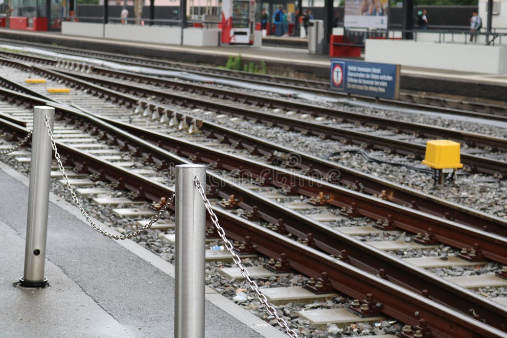 Binary Railways in a Train Station Stock Photo - Image of train ...