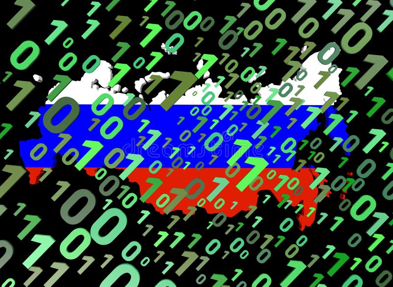Binary and Russian Federation Map Flag Stock Illustration ...