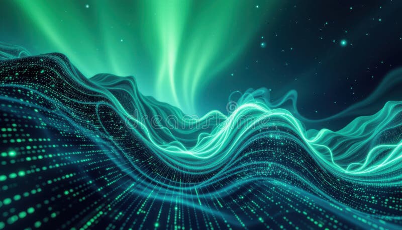 Binary Sky Twist â€ Pale Digital Green To Navy with Binary Line Patterns and Glitch Fractal ...