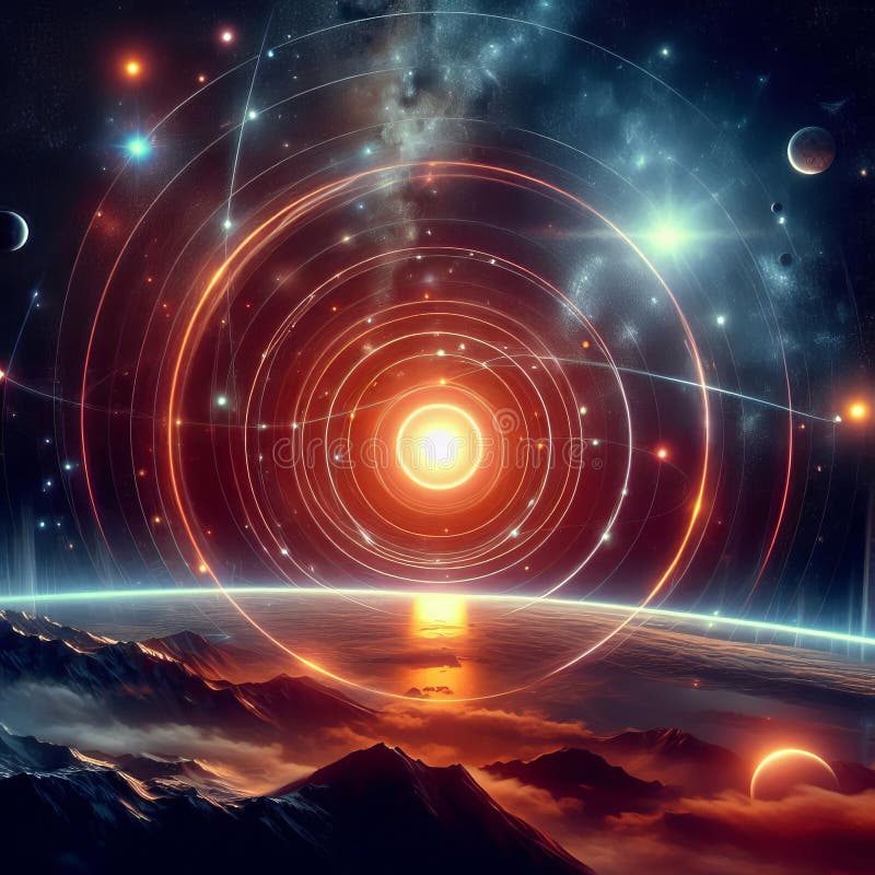 Binary Space Space Containing a System of Two Stars Orbiting Ao Stock ...