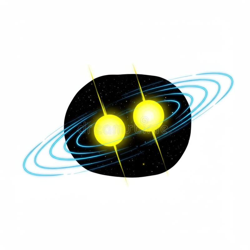 Binary Star System in a Dark Galaxy Stock Illustration - Illustration ...