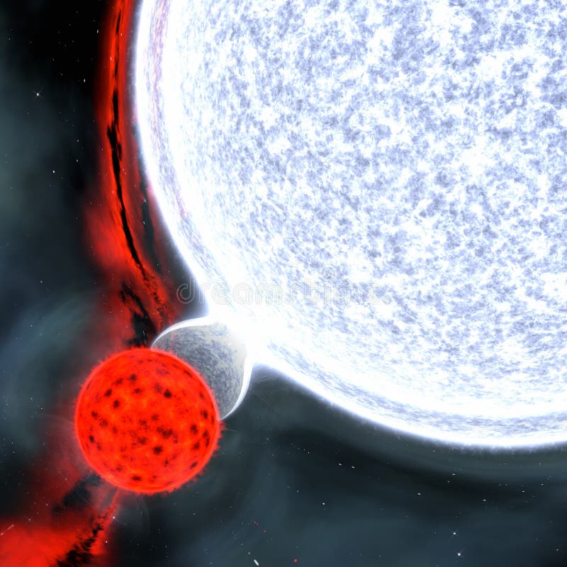 Binary Star with Red Dwarf and Blue Giant, 3d Render Stock Illustration ...