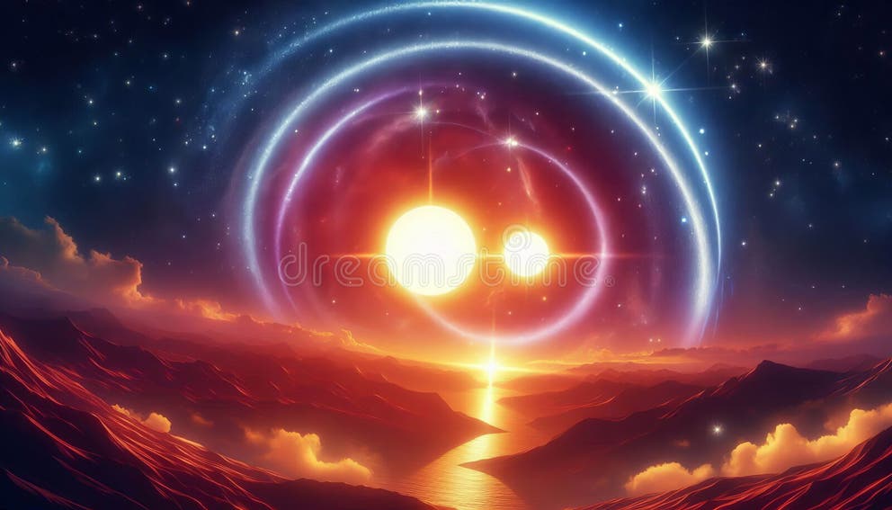 Binary Star System Visual Binary Two Stars Orbiting Each Other Stock Illustration - Illustration ...