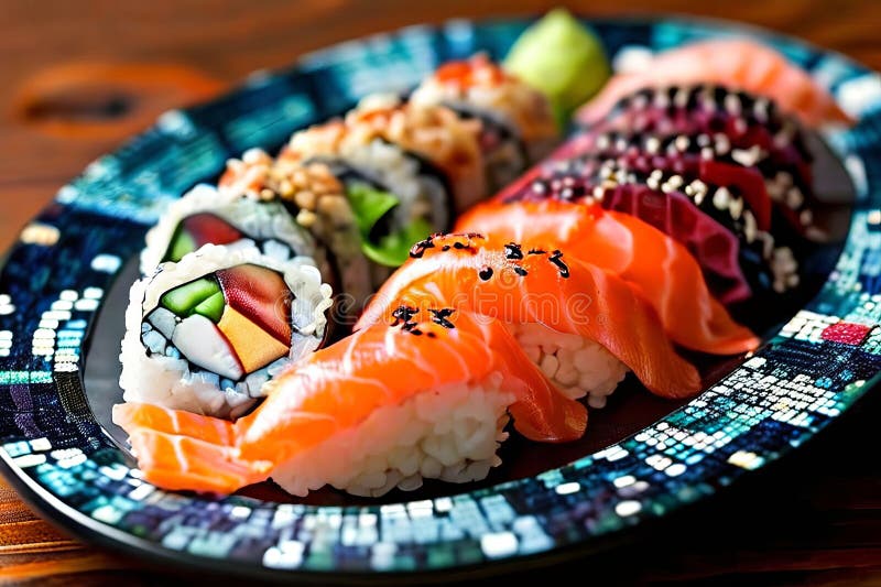Binary Sushi Platter a Sushi Platter Where the Fish is Rendered Stock ...