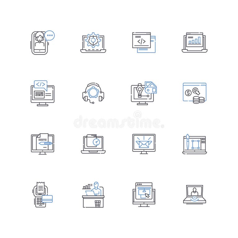 Binary System Line Icons Collection. Digits, Boolean, Code, Bits, Digital, Computing ...