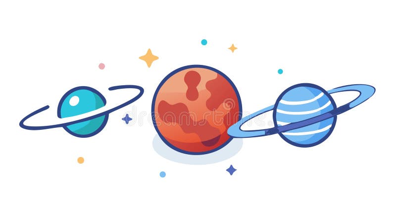 A Binary System with Two Planets Orbiting Each Other Vector Design ...