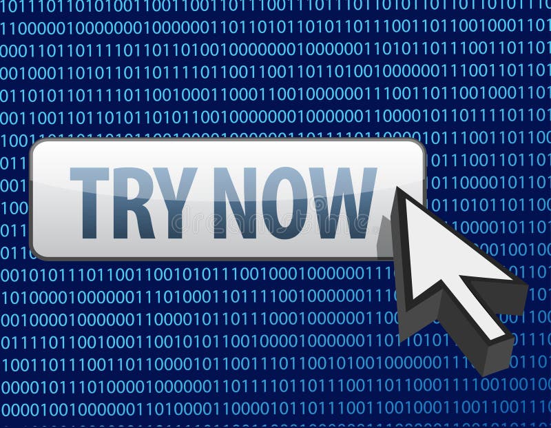 Binary Try Now Button and Cursor Illustration Stock Illustration ...