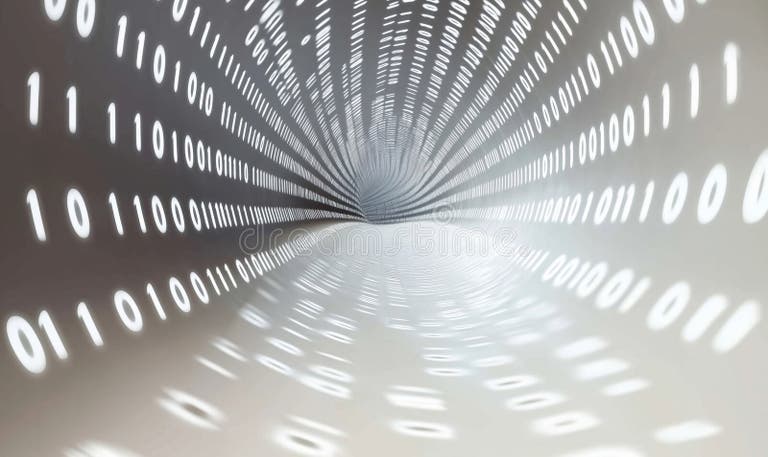 Binary Tunnel Visualizing Data Flow, Swirling Numbers Create Dynamic ...